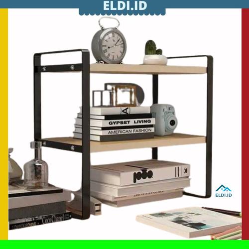 Jual Rak Buku Minimalis Besi Kayu Kecil Mini Meja 2 Susun Bookshelf ...