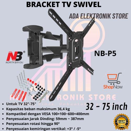 Jual BRACKET BRAKET BREKET TV SWIVEL NB P5 43 50 55 60 65 70 75 INCH ...