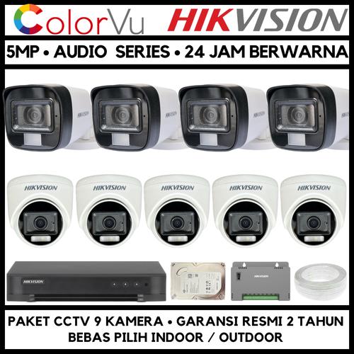 Promo Paket CCTV Hikvision Colorvu 5MP 3K 16 Channel 9 Kamera Turbo HD ...