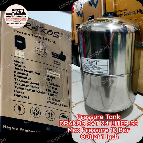 Jual PRESSURE TANK 24 LITER MERK DRAKOS 10 BAR SVT-24L CONNECTOR 1 INCH ...