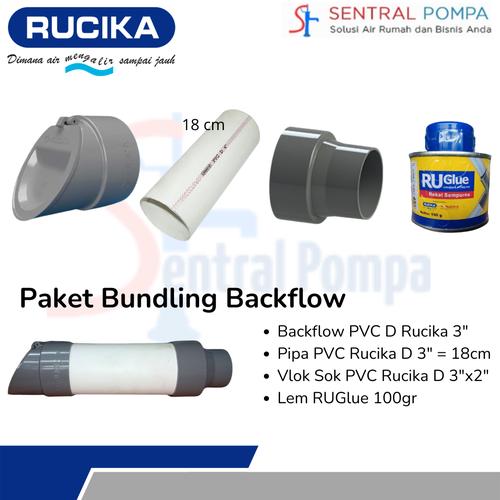 Jual Paket Backflow RUCIKA 3" x 2" Pipa PVC 20cm Vlok Sok 3x2 inch ...