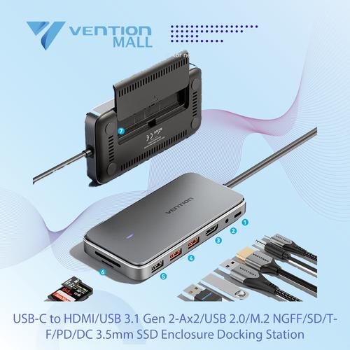 Jual Vention Hub Usb Type C to HDMI Adapter 9in1 PD 100W SSD Sata Mac ...