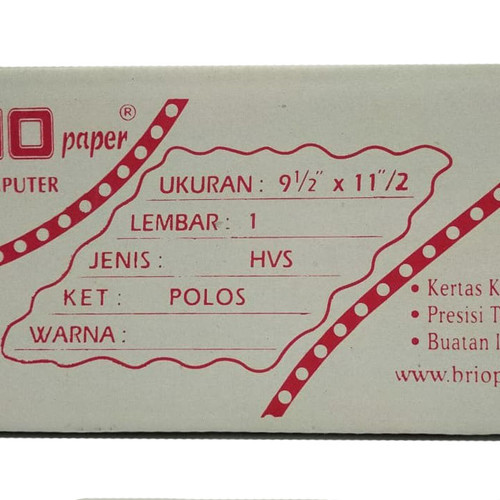 Jual Brio Paper Continous Form 1 Ply Kertas Komputer 9 1/2" x 11"/2 - Jakarta Pusat - Palugada ...
