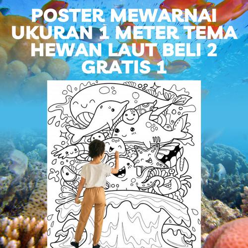 Jual Poster Kertas Mewarnai Jumbo Besar Ukuran 1 meter tema hewan laut ...