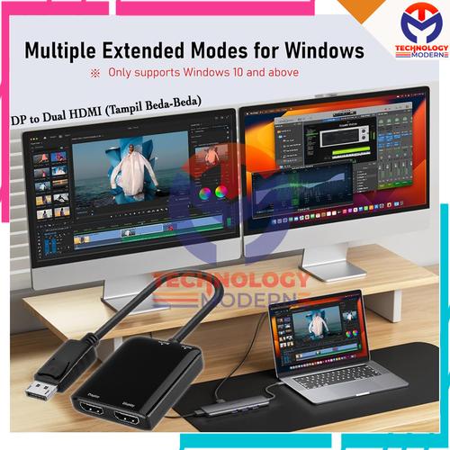 Jual Multiple Monitor DP to Dual HDMI Extend Display 2 Monitor 4K ...