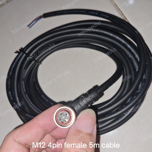 Jual M12 Cable connector sensor 4 pin female angle 5 Meter high quality ...