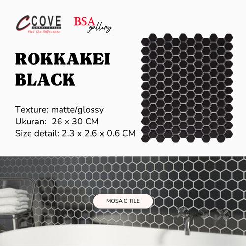 Jual MOSAIC TILE COVE SMALL HEXAGON BLACK / MOSAIK HITAM DINDING LANTAI ...