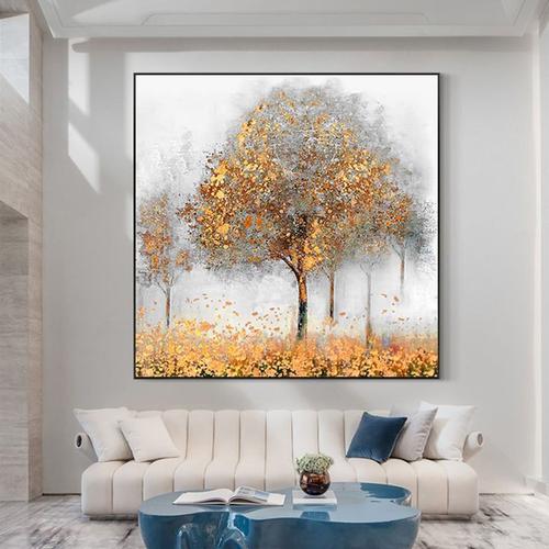 Jual Lukisan abstrak pohon texture gold minimalis modern 100x100cm ...