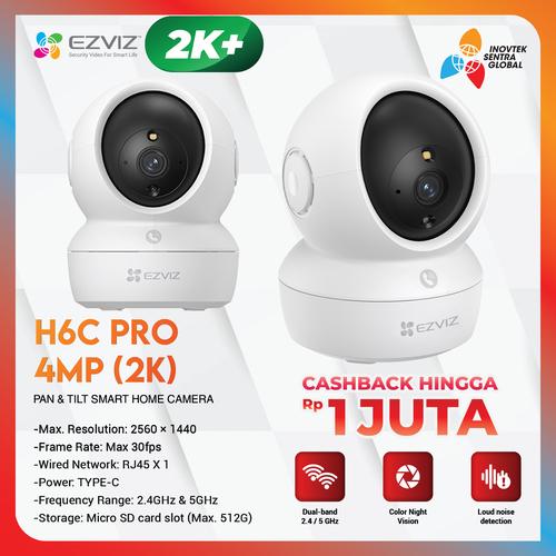 Promo EZVIZ H6C PRO 4MP 2K+ Smart Wifi Pan Tilt IP Camera CCTV Indoor ...