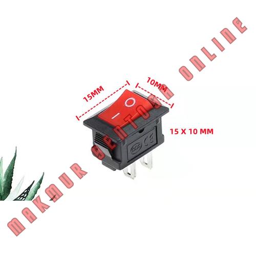 Jual Saklar Mini Merah 15x10mm Saklar/Rocker Switch 2 pin/kaki On/Off ...