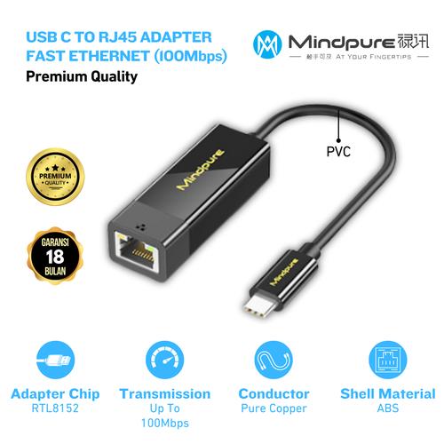 Jual USB Type C To RJ45 100Mbps LAN Ethernet Adapter & Converter ...