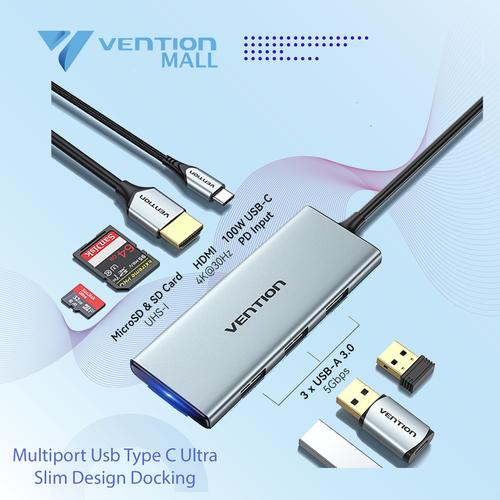 Jual Vention Multiport Usb Type C to HDMI Adapter 7in1 Hub PD 100W 4K ...