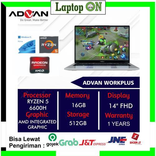 Jual LAPTOP GAMING ADVAN Workplus Ryzen5-6600H 16GB/512GB W11 GARANSI ...
