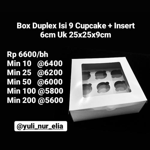 Jual DUPLEX ISI 9 CUPCAKE + INSERT 6CM UKURAN 25X25X9 CM PUTIH POLOS ...