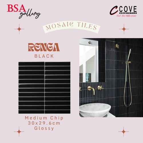 Jual MOSAIC TILE BLACK LONG STRIPE / KERAMIK MOZAIK HITAM DINDING DAPUR ...
