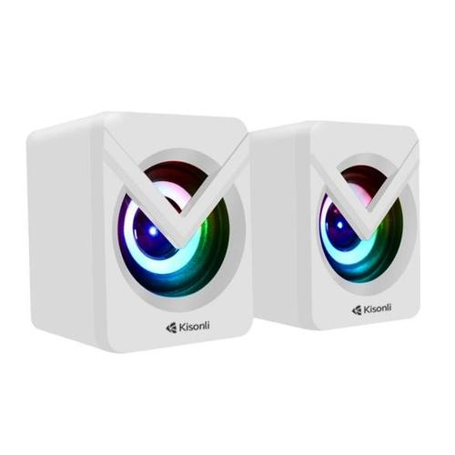 Jual KISONLI Gaming Speaker Komputer/Laptop L-1040 LED RGB Light Putih ...