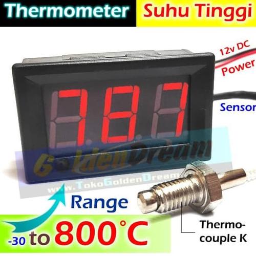 Jual High Temp Thermometer Suhu Tinggi 12v LED Sensor Thermocouple K ...