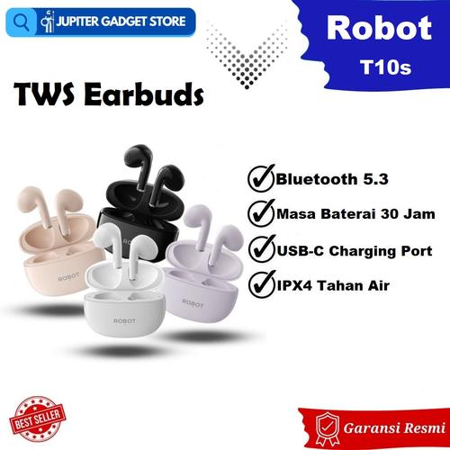 Jual Robot Flybuds T10S Headset Bluetooth Semi in Ear Wireless TWS ...