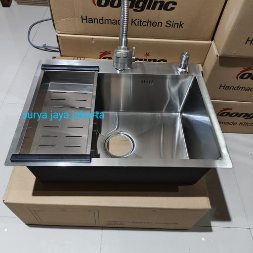 Jual Paket kitchen sink 6045 stainless paket kran flexible full set ...