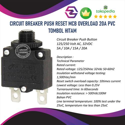 Jual Push Button Circuit Breaker resettable fuse Overload Protector ...