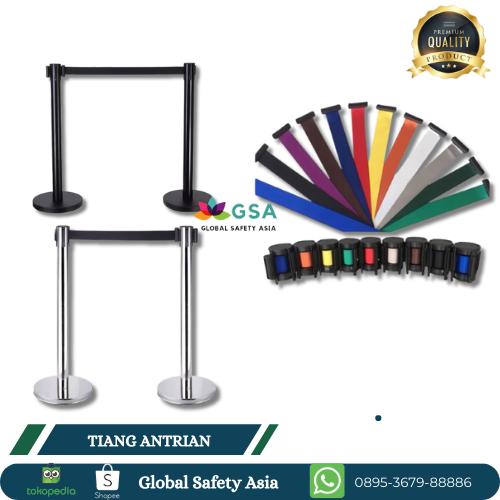 Promo Queue Line Tiang Antrian Pembatas Stainless - Biru, Silver ...