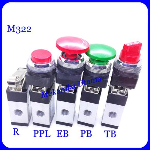 Jual Pneumatic Mechanical Valve M322 / MSV98322; 3/2 Way, 3 port 2 position - Push Button PB ...