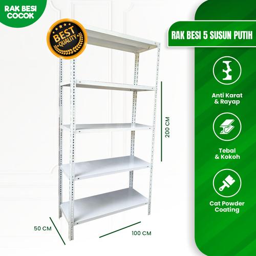 Jual rak besi ukuran 50x100x200 5 susun - Putih - Jakarta Timur - rak ...