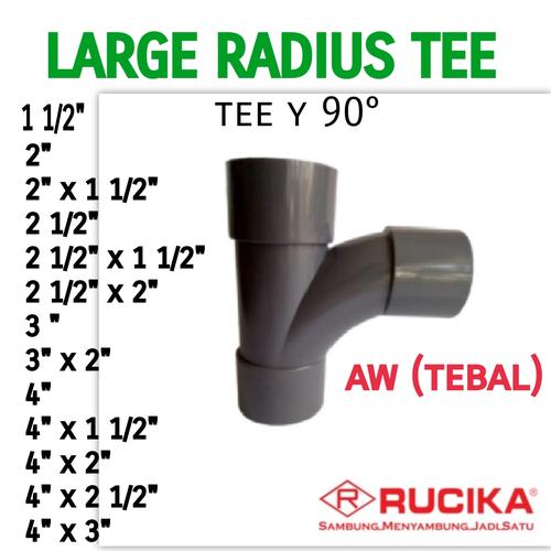 Jual Tee y 1 1/2 1,5 2 2 1/2 3 4 inch AW Rucika Large radius tee 90 ...