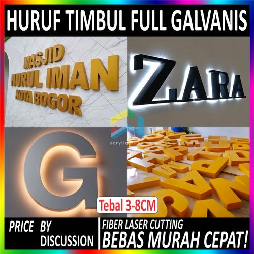 Jual Huruf Timbul Letter 3D Galvanis Stainless NYALA LED BEBAS MURAH ...