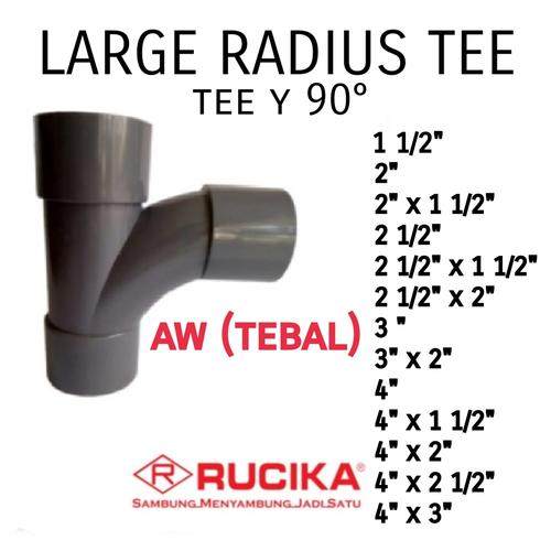 Jual Large radius tee y 11/2 1,5 2 2,5 3 4 inch AW Rucika T way 90 derajat - 4" x 2" - Kota ...