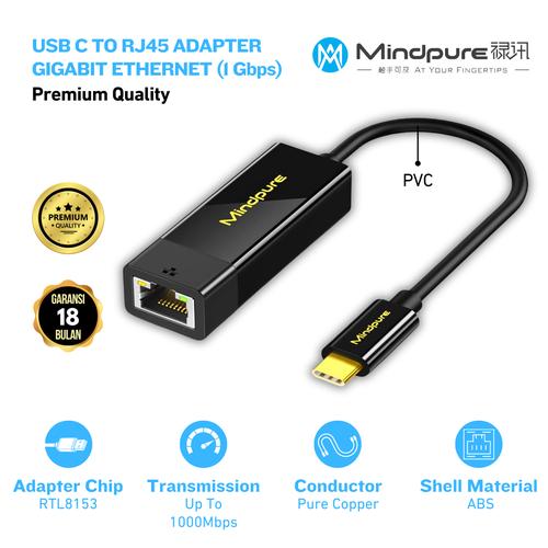 Jual USB Type C To RJ45 1000Mbps LAN Ethernet Adapter & Converter ...