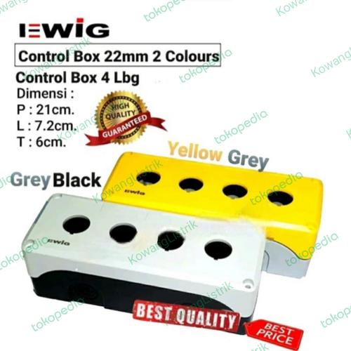 Jual Control Box Push Button EWIG 22mm 4 Lubang Abu2/Kuning (New Model ...