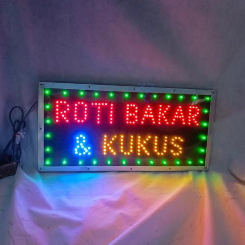 Promo papan lampu led tulisan ROTI BAKAR & KUKUS outdoor tahan hujan ...