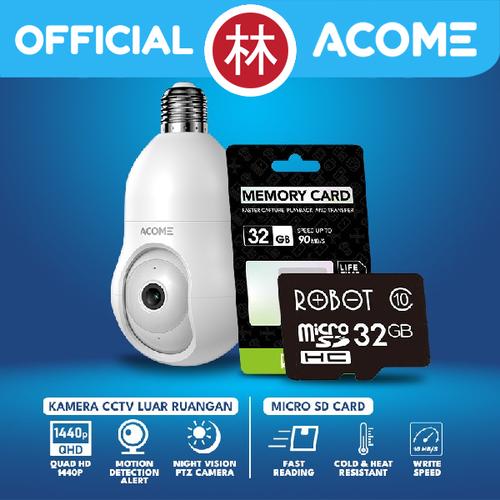 Promo Acome APC8S + Micro SD Smart WiFi Camera CCTV 2.5K 1440P Bohlam E27 - +Micro SD Robot, 32 ...