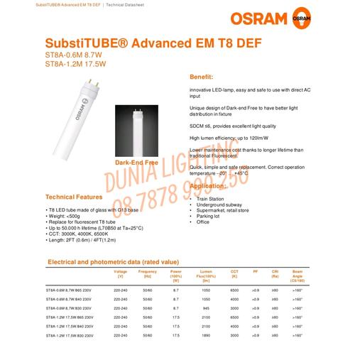 Jual Osram substitube value 1.2m 17.5watt 865 6500k 2100lm tl led 17.5w ...