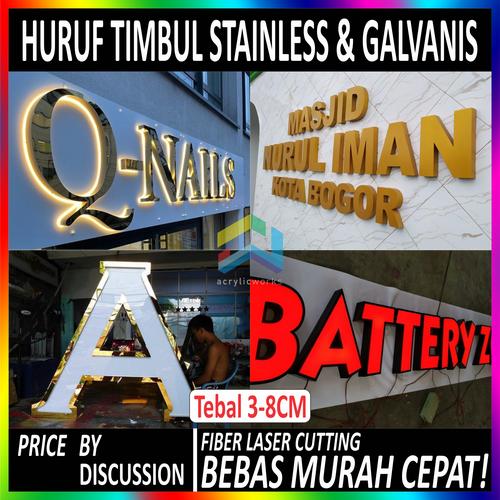 Jual Huruf Timbul Letter 3D Stainless Galvanis NYALA LED BEBAS MURAH ...