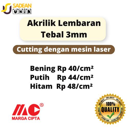 Jual Akrilik lembaran 3mm / cutting akrilik sheet custom ukuran merk MC ...