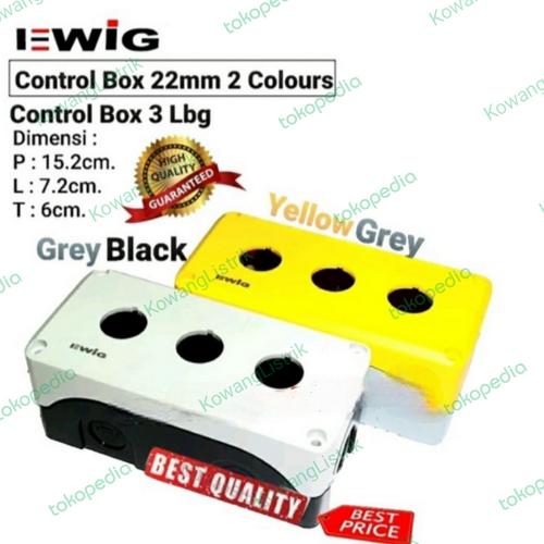 Jual Control Box Push Button EWIG 22mm 3 Lubang Abu2/Kuning (New Model ...