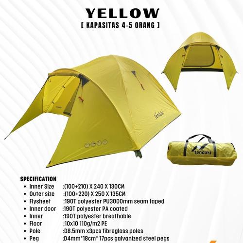 Jual tendaki borneo 4 doble layer tenda dome 4 - 5 orang original ...