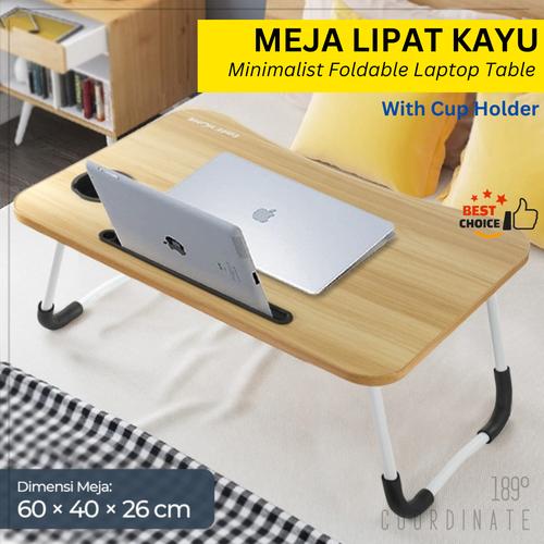 Promo MEJA LIPAT LAPTOP PORTABLE KAYU ALAS NOTEBOOK TABLE DESK CUP ...