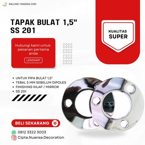 Jual Tapak baseplate plendes bulat 1.5" SS 201 tiang railing tangga ...