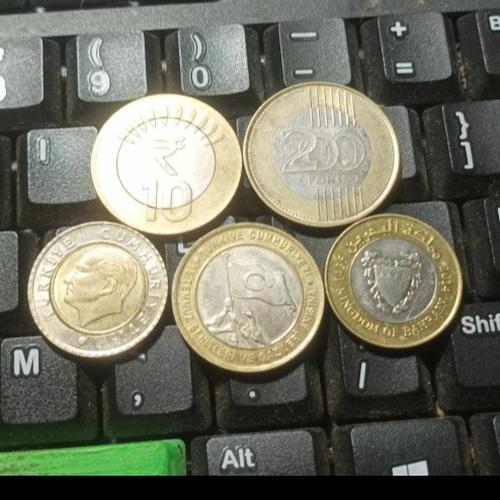 Jual A1659 Lot 5 Keping Coin Bimetal Beda Negara Sesuai Gambar , Bekas ...