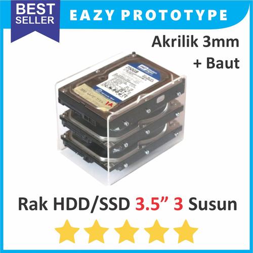 Jual Rak HDD Stand Hardisk Bay 3.5 Akrilik 3 Susun Tray Dock Stack ...