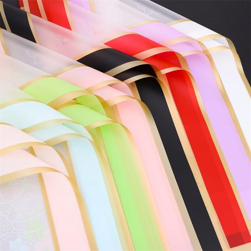 Jual 20 LEMBAR Kertas Buket Bunga Cellophane Double Frame List Gold ...