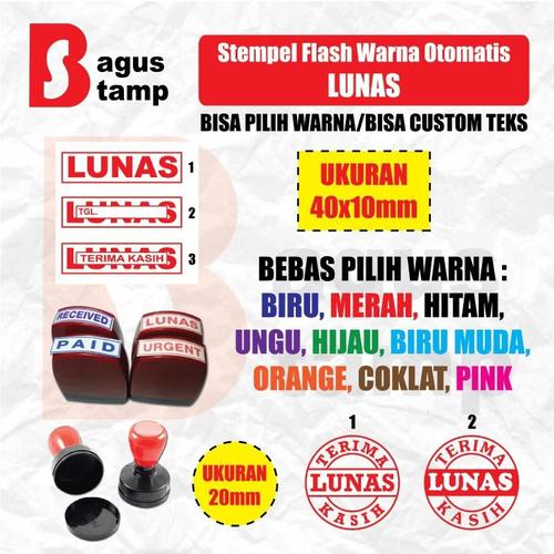 Jual Stempel LUNAS Warna Otomatis Flash - LUNAS + Tgl, Ungu - Jakarta ...