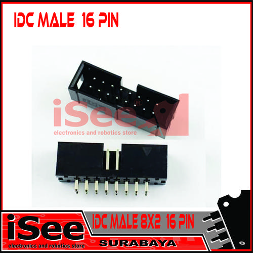 Jual Socket IDC Straight 2X8 pin Box header connector 16p 2.54mm Soket ...