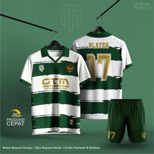 Jual JERSEY BOLA FUTSAL HIJAU TUA KERAH RETRO ~ FREE CUSTOM DESIGN ...