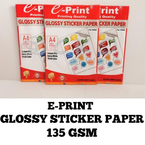Jual Kertas Stiker Label Glossy / E-Print Glossy Sticker Paper A4 - Kab ...