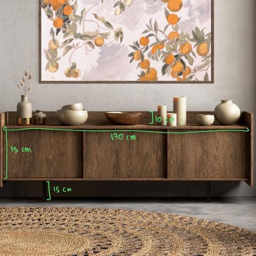 Jual Buffet Kabinet Minimalis Alur Kayu Jati Kaki Besi 170cm - Kab ...