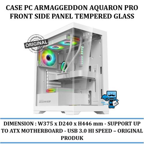 Promo Case PC Armaggeddon Aquaron Pro Front Side Panel Tempered Glass- White Cicil 0% 3x ...
